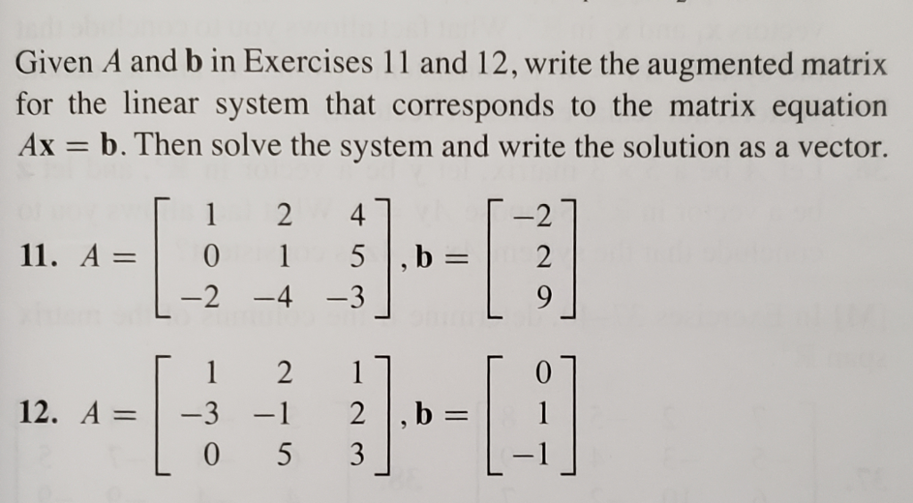 Solved Given A and b in Exercises 11 and 12, write the | Chegg.com