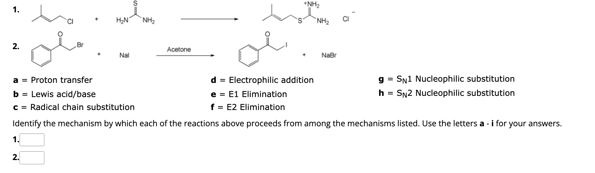 Solved a= Proton transfer d= Electrophilic addition g=SN1 | Chegg.com