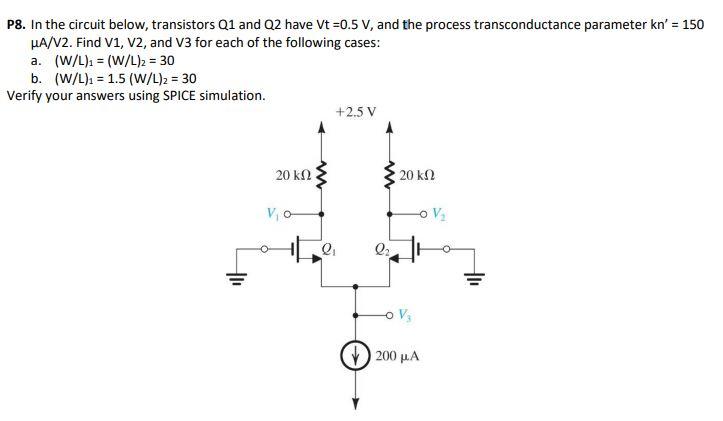 Solved In the circuit below, transistors Q1 and Q2 have Vt | Chegg.com