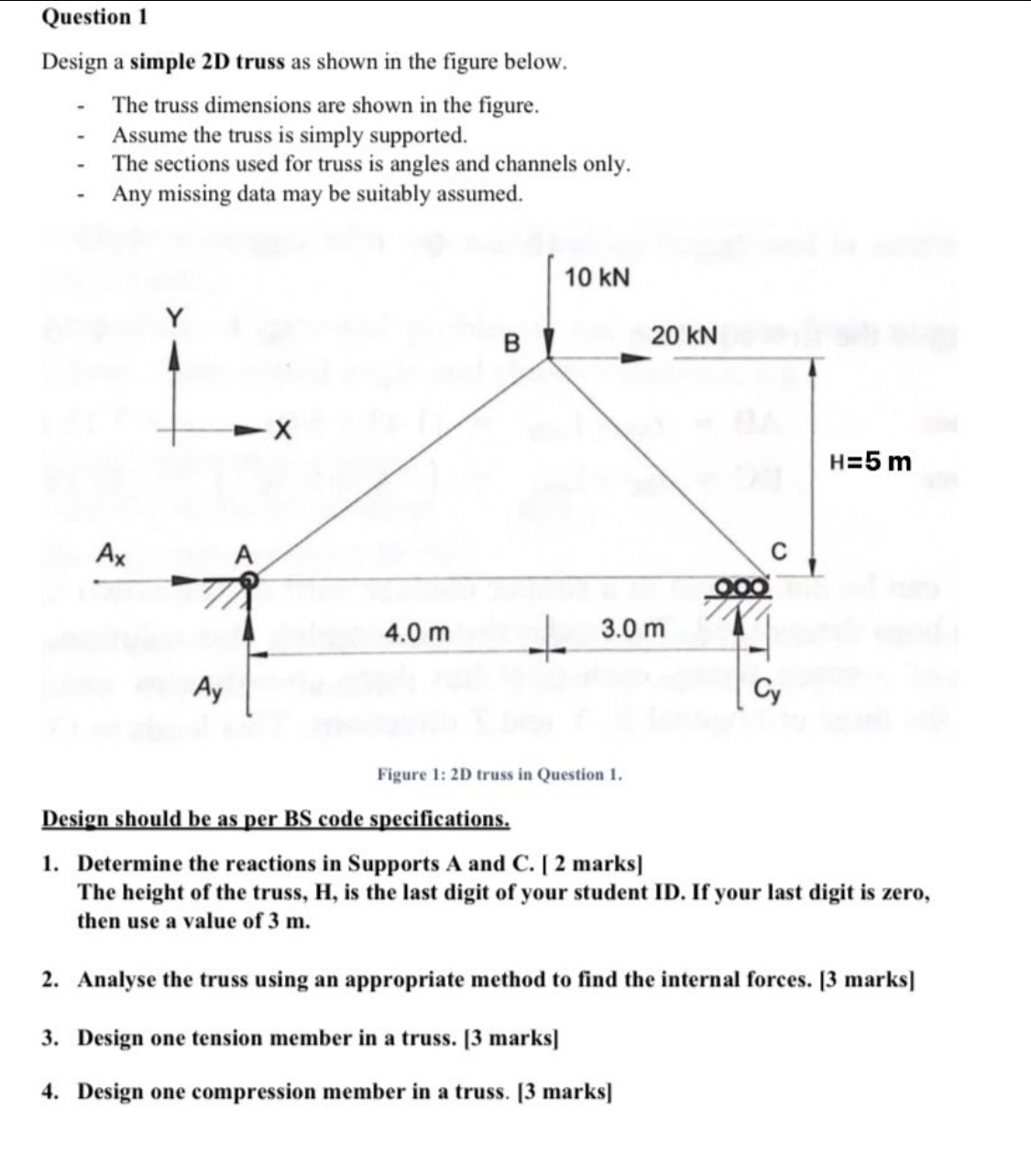 Solved Design a simple 2D truss as shown in the figure | Chegg.com