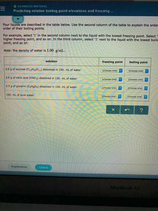 Solved O ADVANCED MATERIAL Predicting relative boiling point | Chegg.com