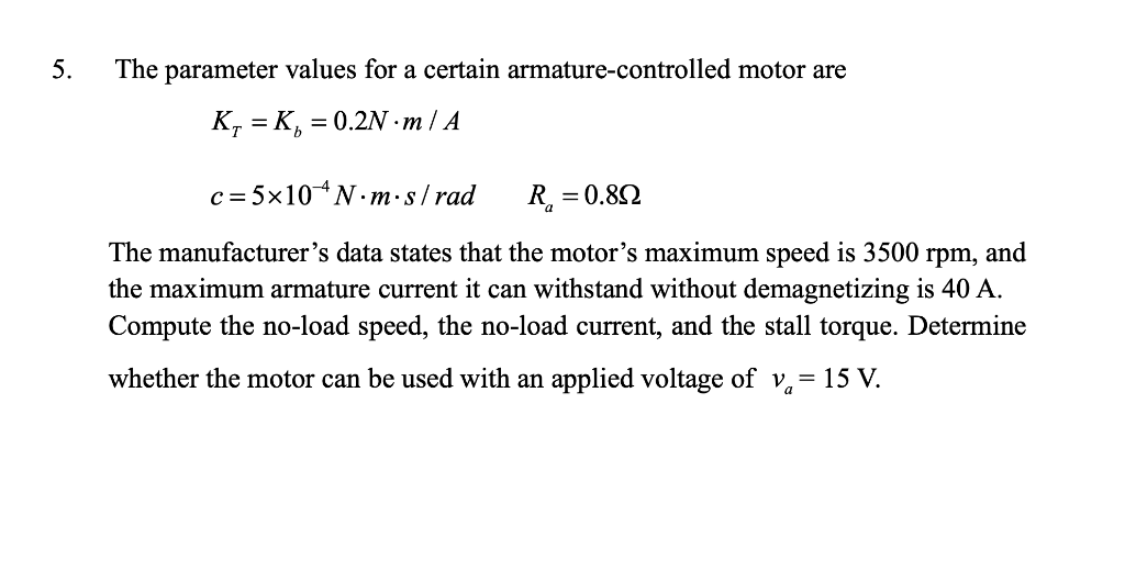 Solved The parameter values for a certain | Chegg.com