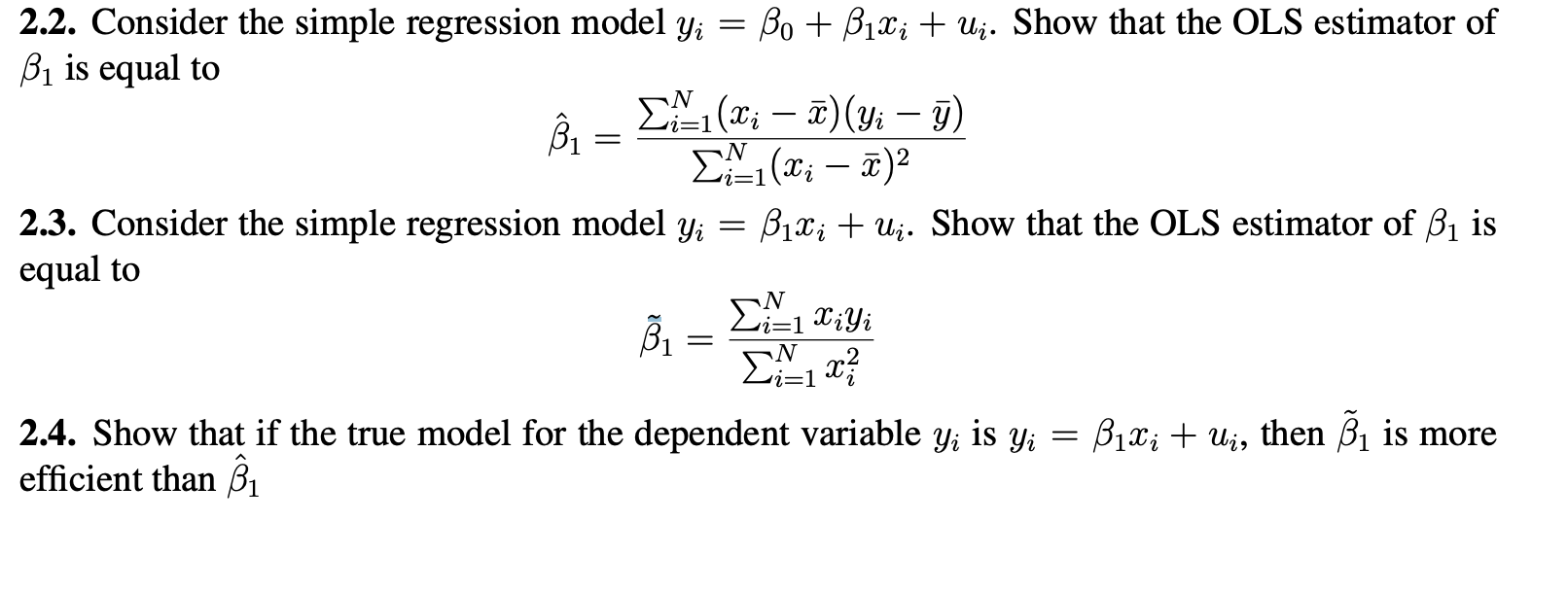Solved Ĉu = 2.2. Consider the simple regression model Yi = | Chegg.com