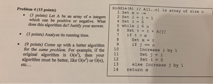 Solved Riddle (A)// A1..n] is array of size n Problem 4 (15 | Chegg.com
