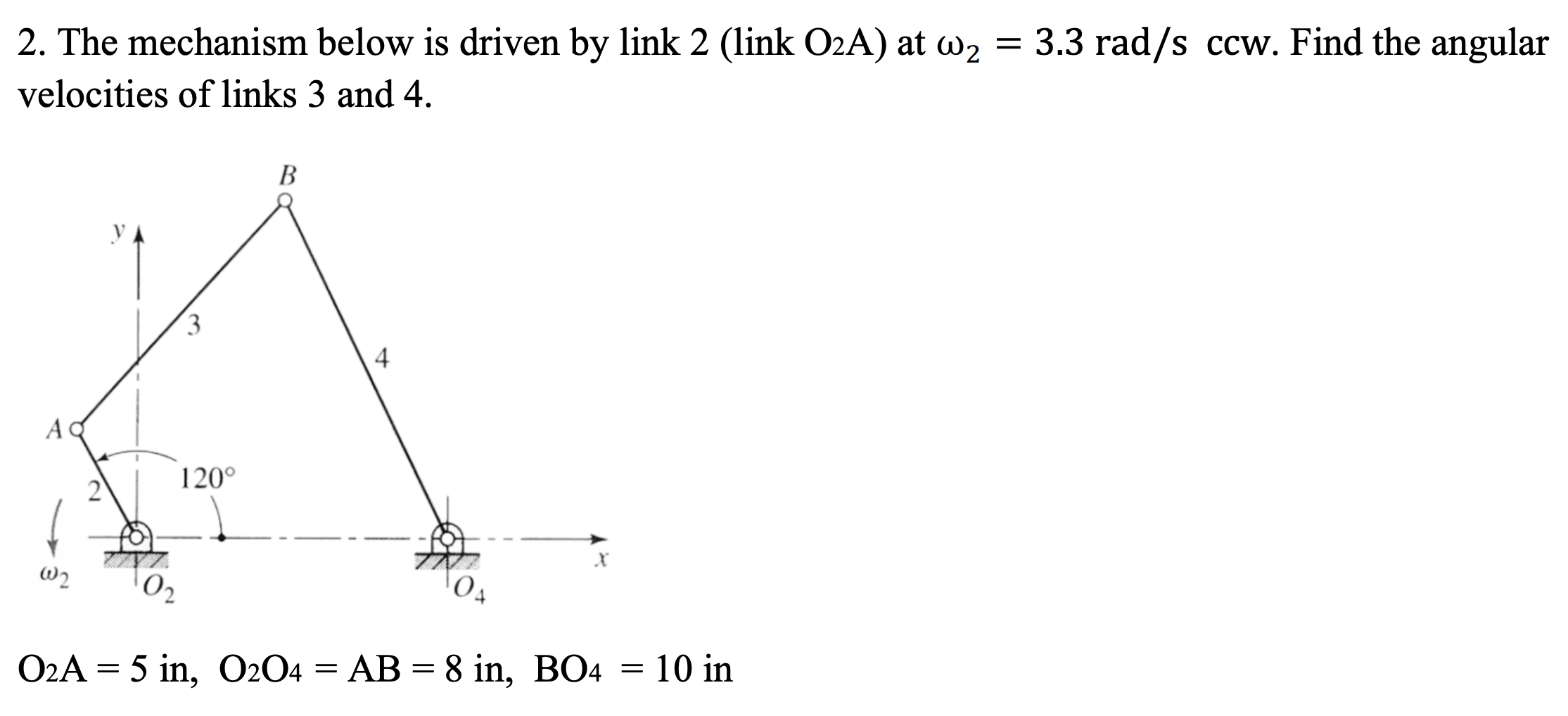 Solved 2. The mechanism below is driven by link 2(linkO2 A) | Chegg.com