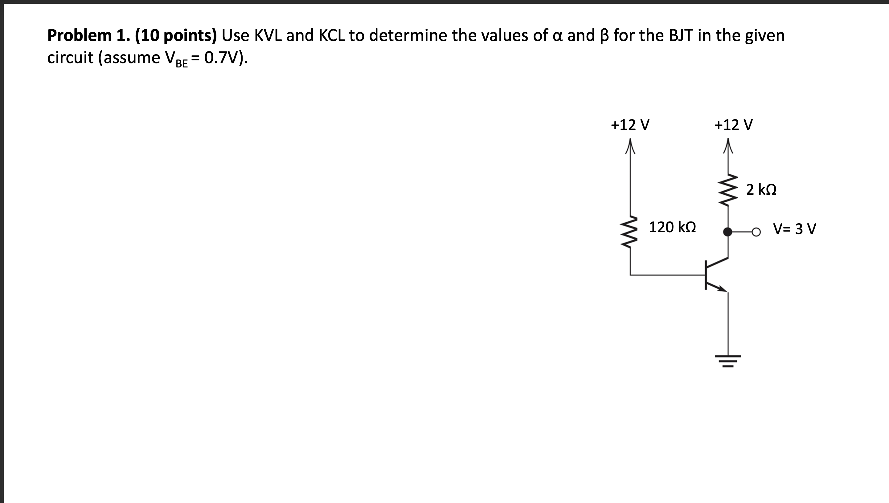 Solved Problem 1. (10 points) Use KVL and KCL to determine | Chegg.com Solved Problem 1. (10 points) Use KVL and KCL to determine | Chegg.com