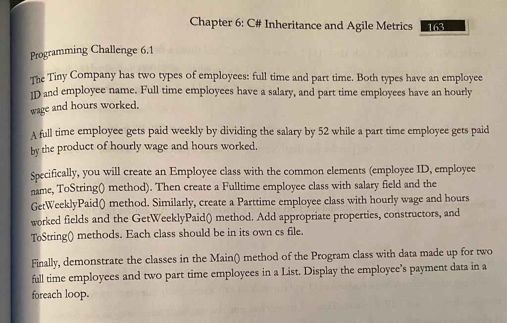 Solved Chapter 6 C Inheritance And Agile Metrics 163