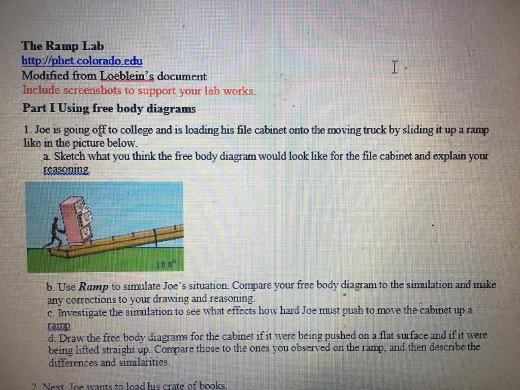 Solved The Ramp Lab http:f/phet.colorado.edu Modified from | Chegg.com