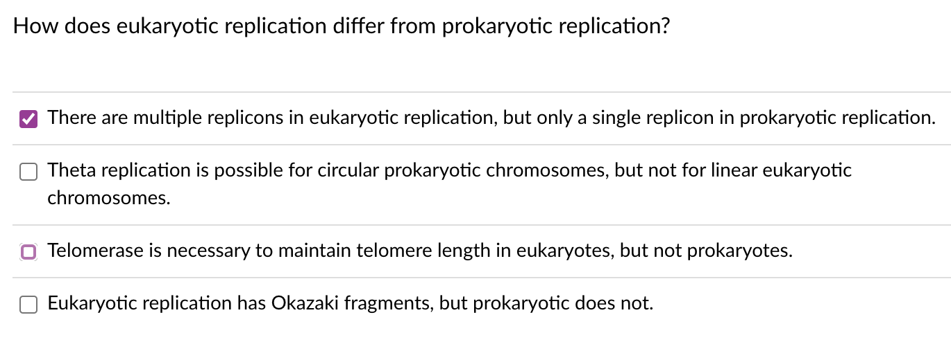 Solved How does eukaryotic replication differ from | Chegg.com