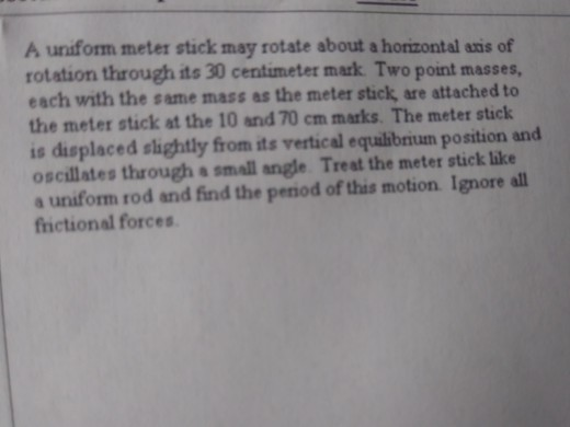 Solved A uniform meter stick may rotate about a horizontal | Chegg.com