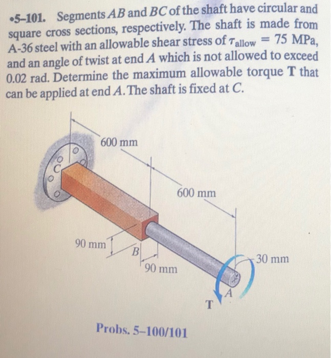 Solved 5-101. Segments AB and BC of the shaft have circular | Chegg.com