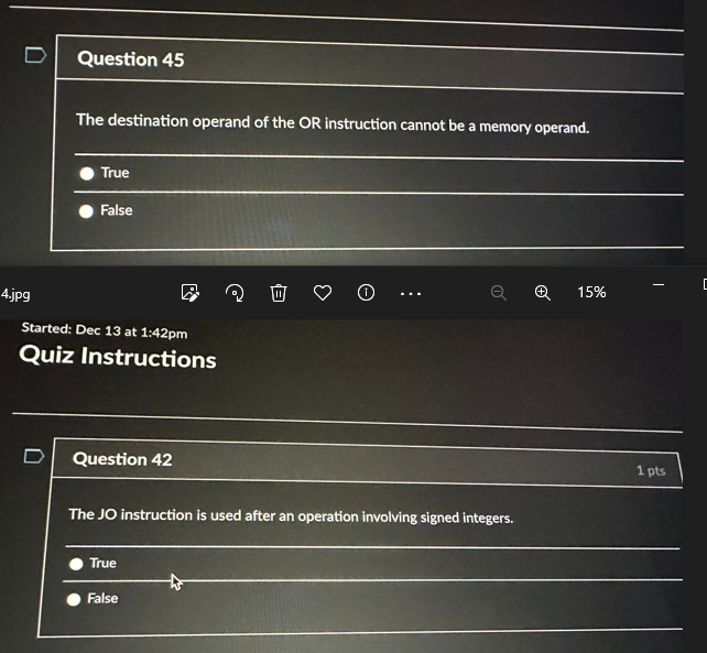 Solved Question 45 The destination operand of the OR | Chegg.com