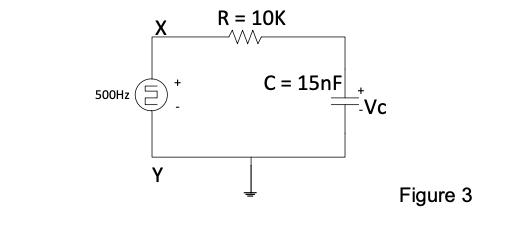 Solved X R = 10K M + 500Hz E C = 15F VC Y Figure 3 4. | Chegg.com