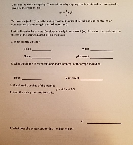 Solved Consider the work in a spring. The work done by a | Chegg.com