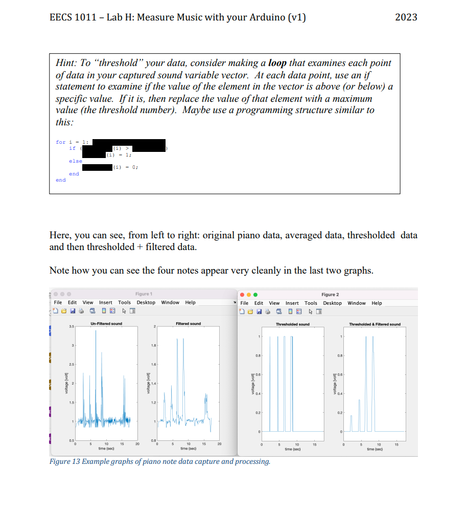 EECS 1011 - Lab H: Measure Music with your Arduino | Chegg.com