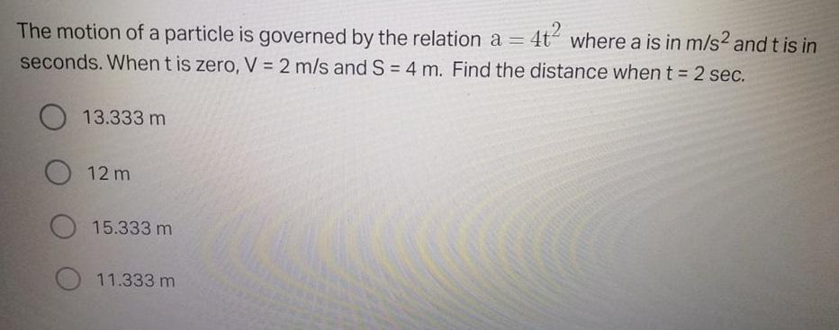 Solved The motion of a particle is governed by the relation | Chegg.com