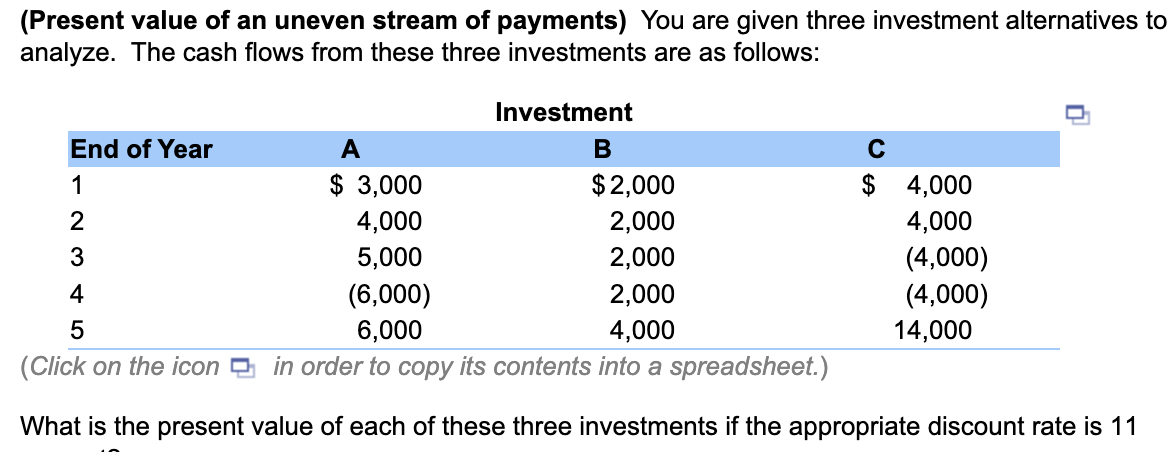 Solved (Present value of an uneven stream of payments) You | Chegg.com