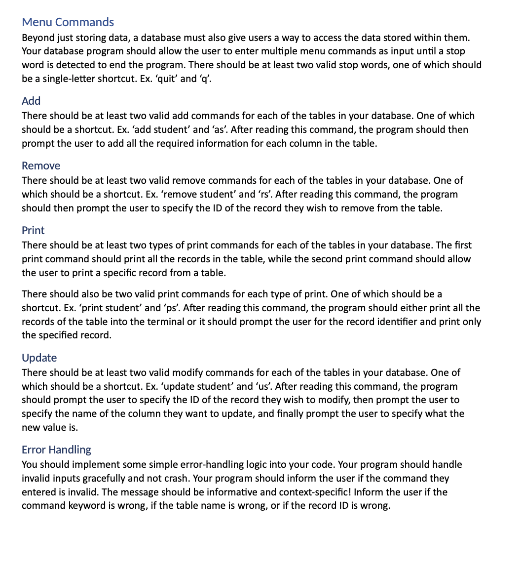 Solved each row represents a single record. The columns | Chegg.com