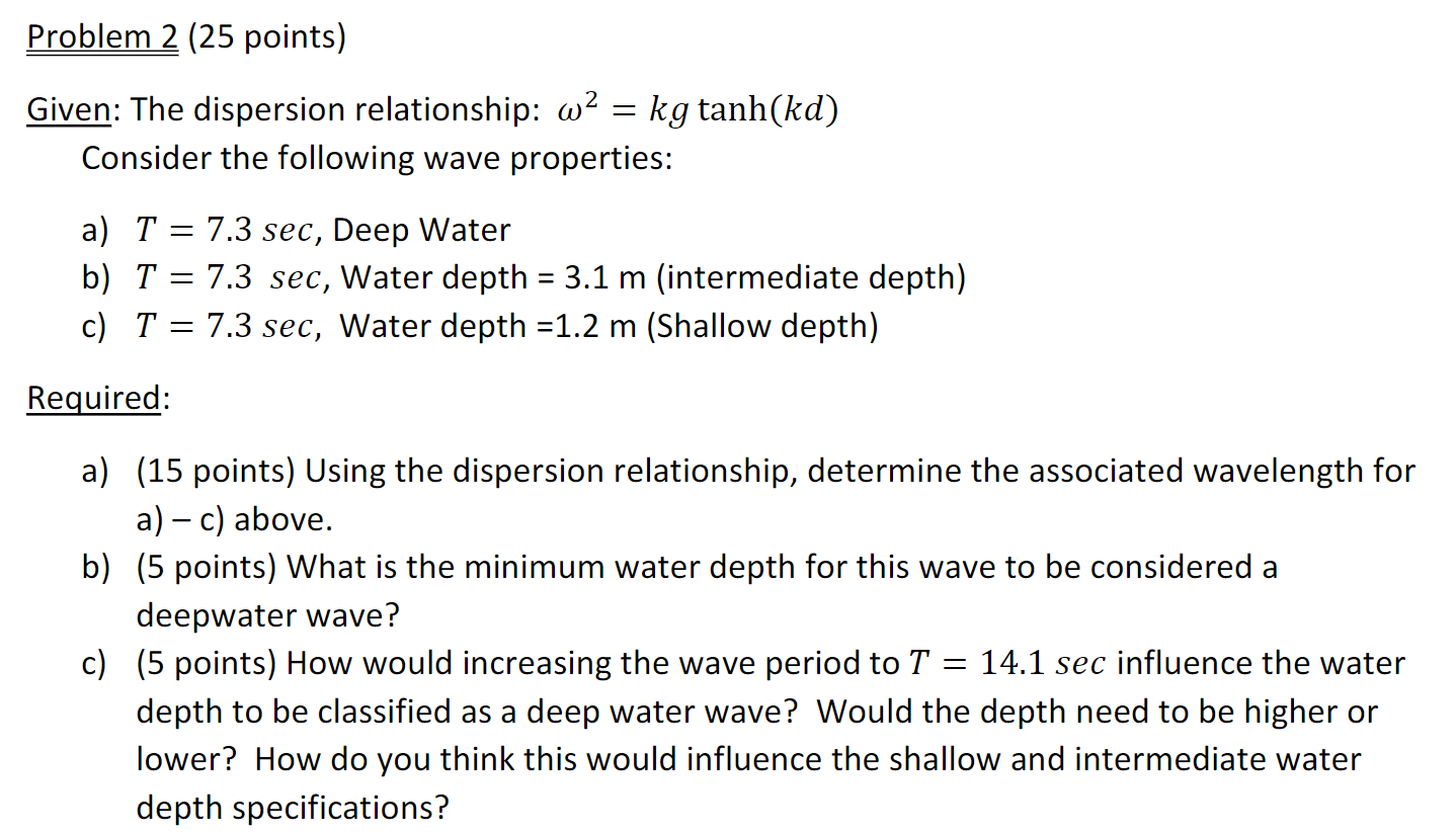 Solved Problem 2 (25 ﻿points)Given: The dispersion | Chegg.com