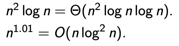 Solved = na log n= O(n2 log nlog n). n1.01 = O(nlog? n). On | Chegg.com