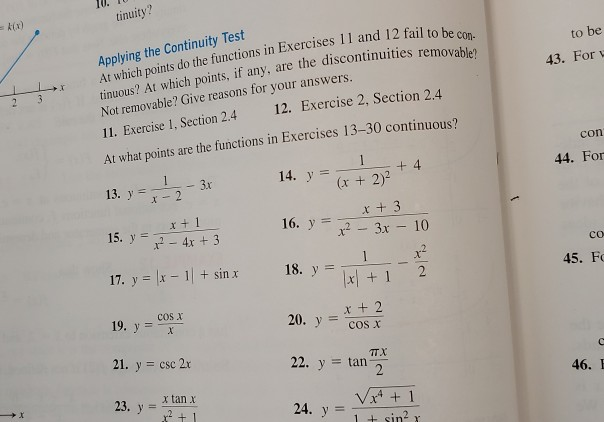 Solved 10.10 tinuity? 11 and 12 fail to be con- continuities | Chegg.com