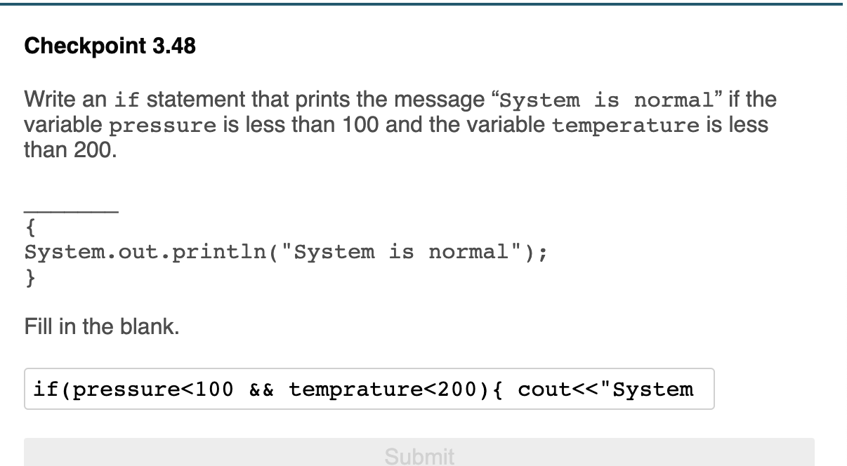 Solved Checkpoint 3.48 Write an if statement that prints the | Chegg.com