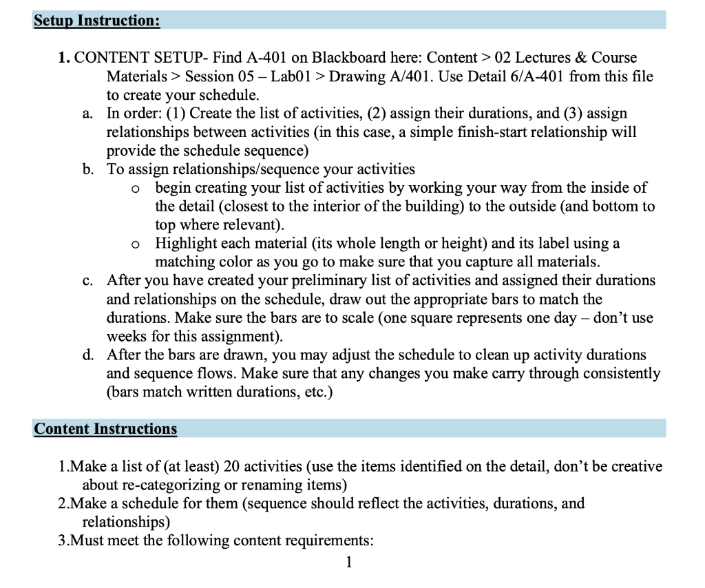 Solved 1. CONTENT SETUP- Find A-401 on Blackboard here: | Chegg.com