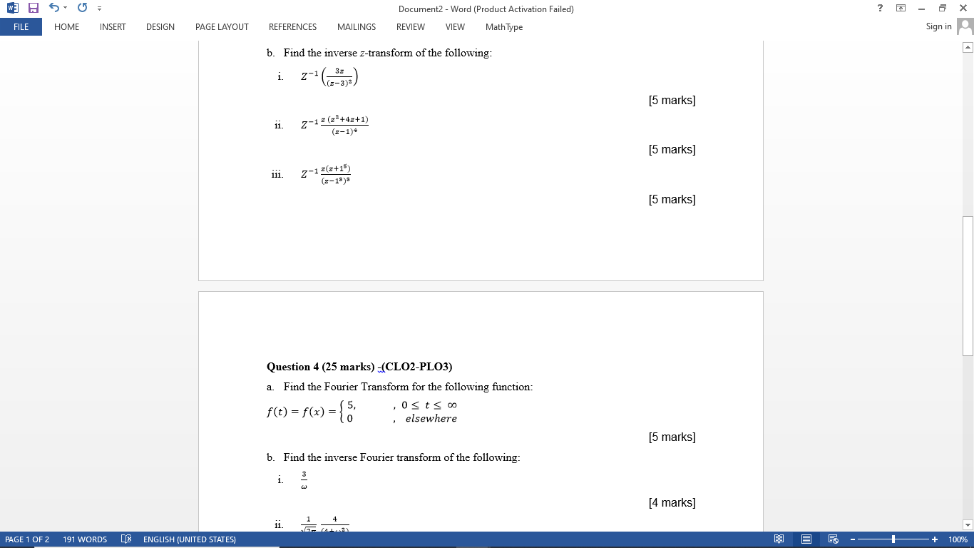 Solved ? W 50 FILE HOME Document2 - Word (Product Activation | Chegg.com