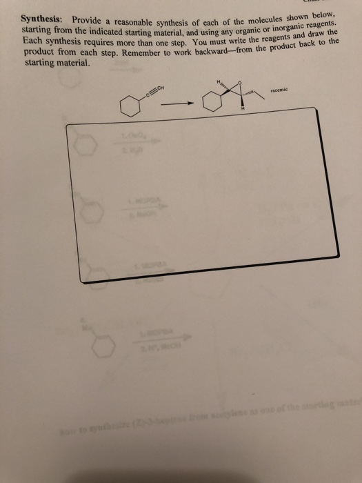 Solved Synthesis: Provide a reasonable synthesis of each of | Chegg.com