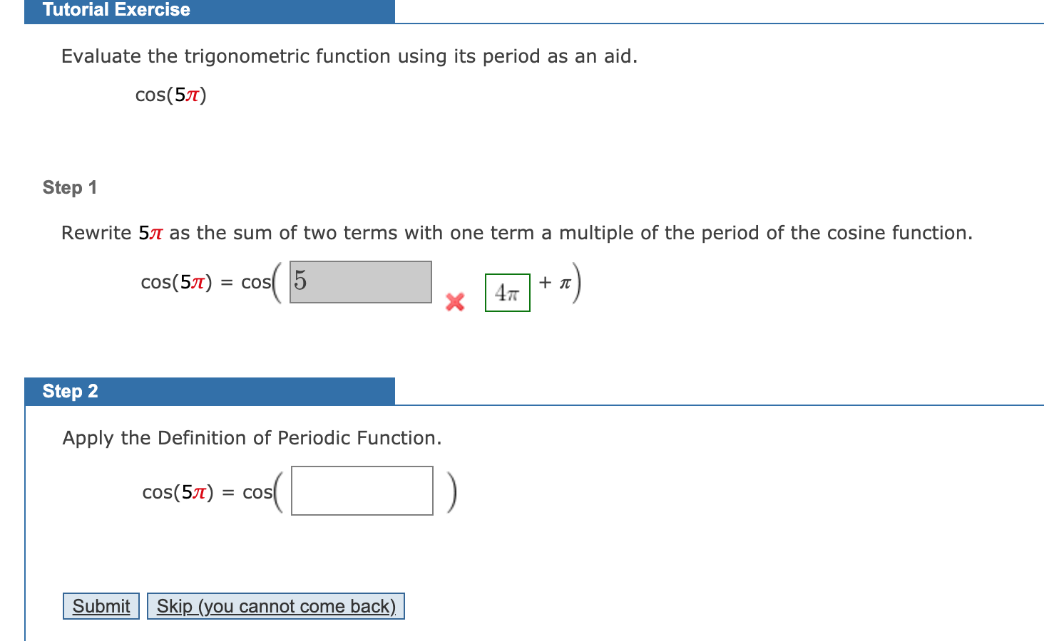 Solved Tutorial Exercise Evaluate the trigonometric function | Chegg.com