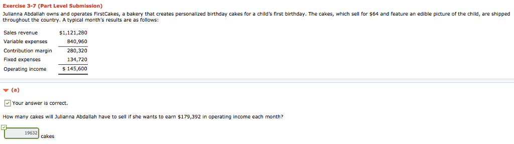 Solved Exercise 3-7 (Part Level Submission) Julianna | Chegg.com