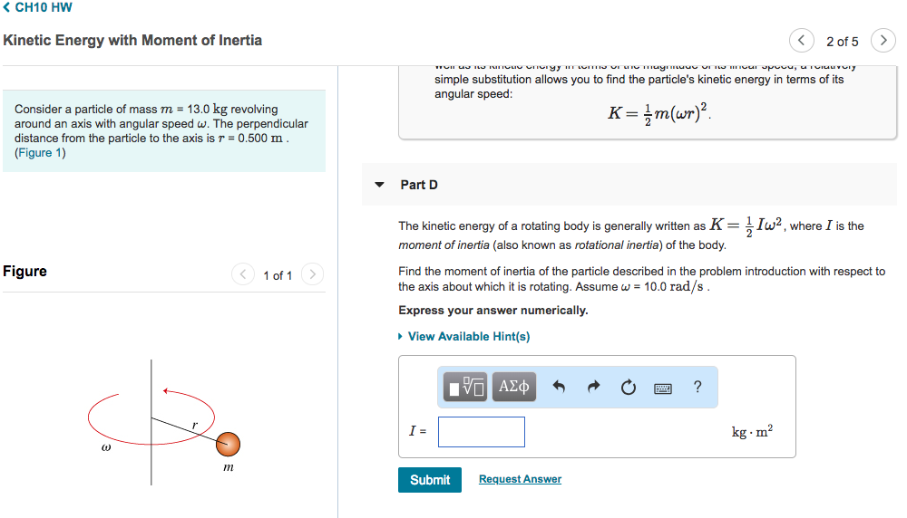 Solved KCH10 HW Kinetic Energy with Moment of Inertia 2 of 5 | Chegg.com