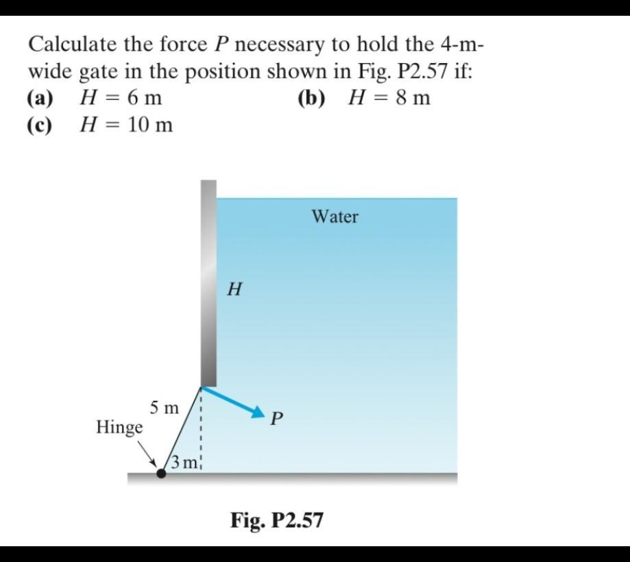 Solved Calculate the force P necessary to hold the 4-m- wide | Chegg.com