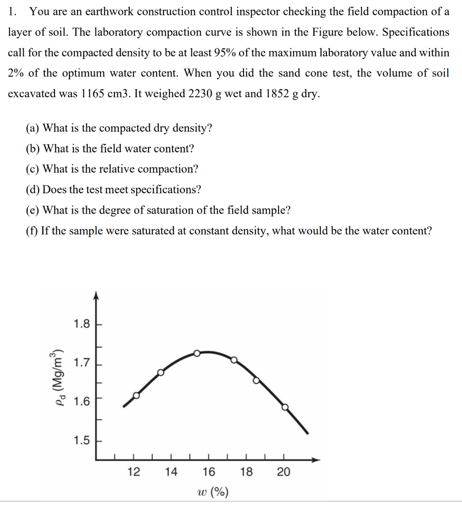 Solved 1. You are an earthwork construction control | Chegg.com