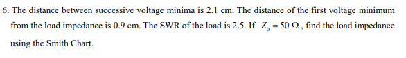 Solved 6. The distance between successive voltage minima is | Chegg.com