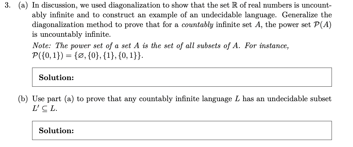 Solved (a) In discussion, we used diagonalization to show | Chegg.com