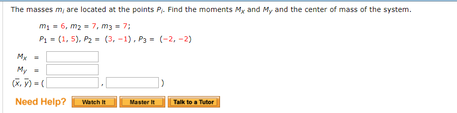 Solved The masses mi are located at the points Pi. Find the | Chegg.com