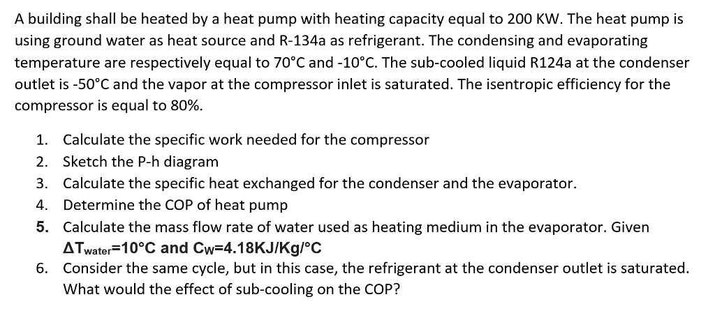 Solved A building shall be heated by a heat pump with | Chegg.com