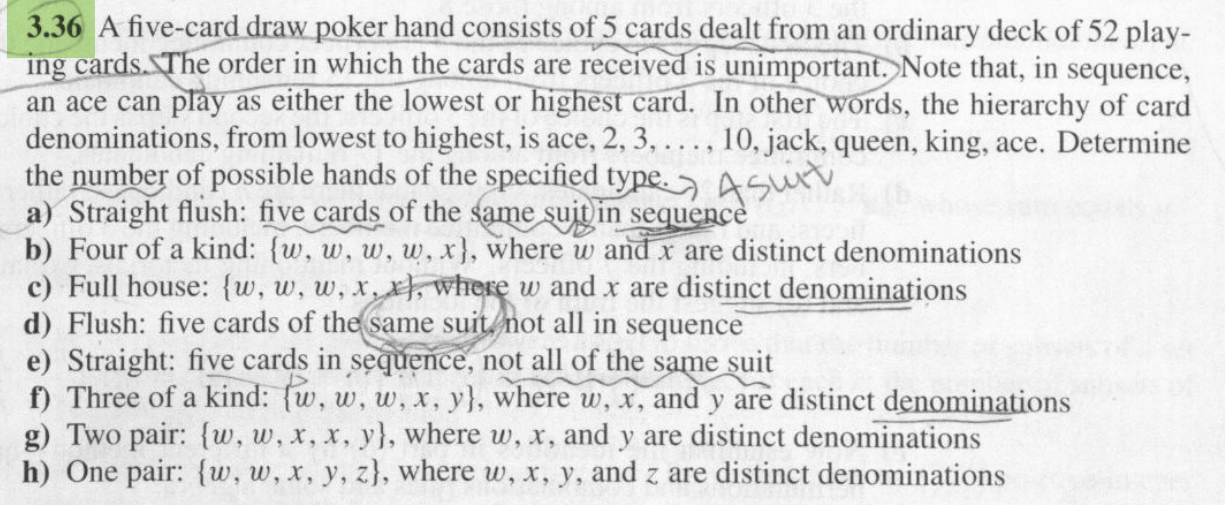 Solved 3.36 A five-card draw poker hand consists of 5 cards | Chegg.com