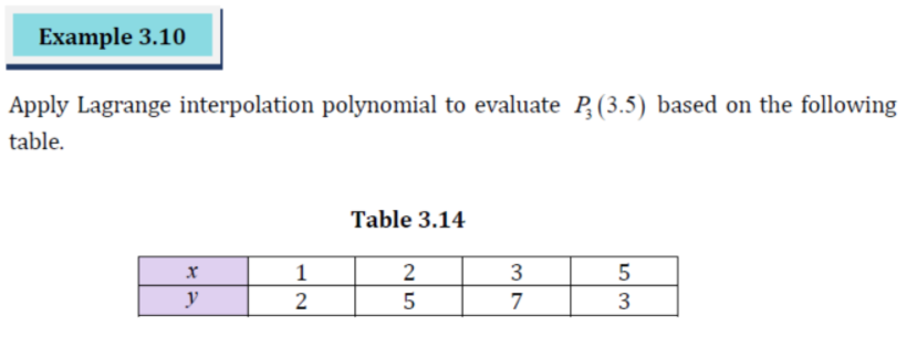 Solved Example 3.10 Apply Lagrange interpolation polynomial | Chegg.com
