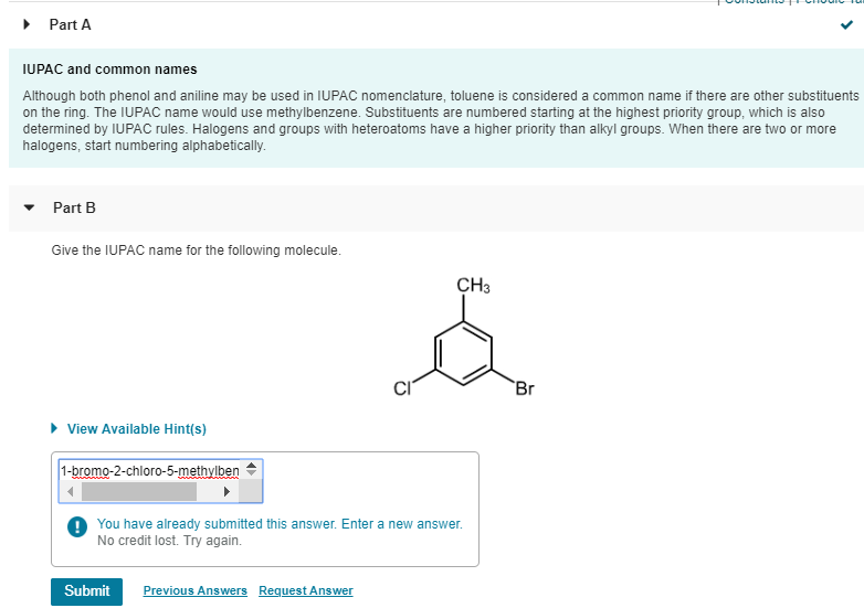 Solved Part A IUPAC and common names Although both phenol | Chegg.com