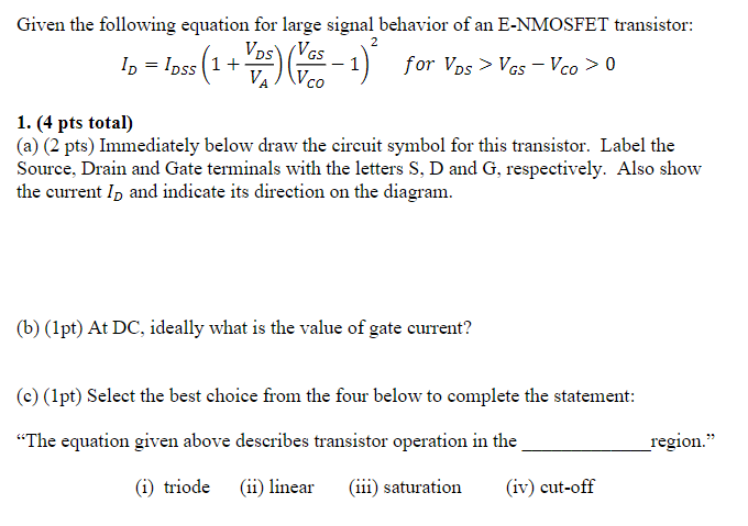 Solved Given the following equation for large signal | Chegg.com