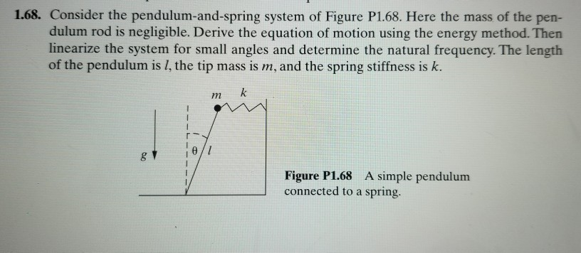 Solved 1.68. Consider the pendulum-and-spring system of | Chegg.com
