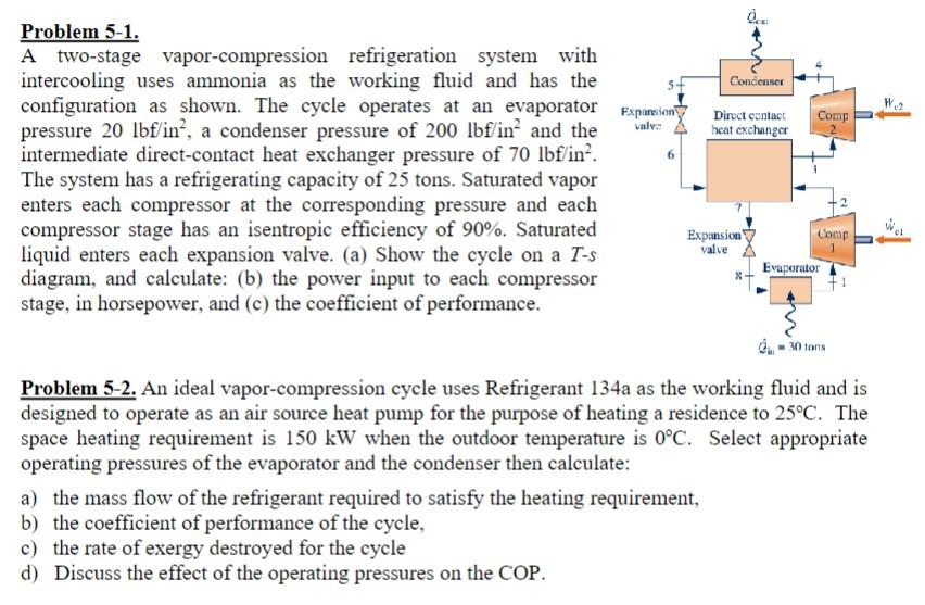 Problem 5 1 A Two Stage Vapor Compression