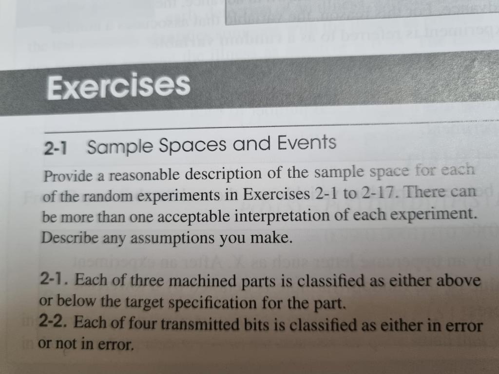 Solved 2-1 Sample Spaces and Events Provide a reasonable | Chegg.com
