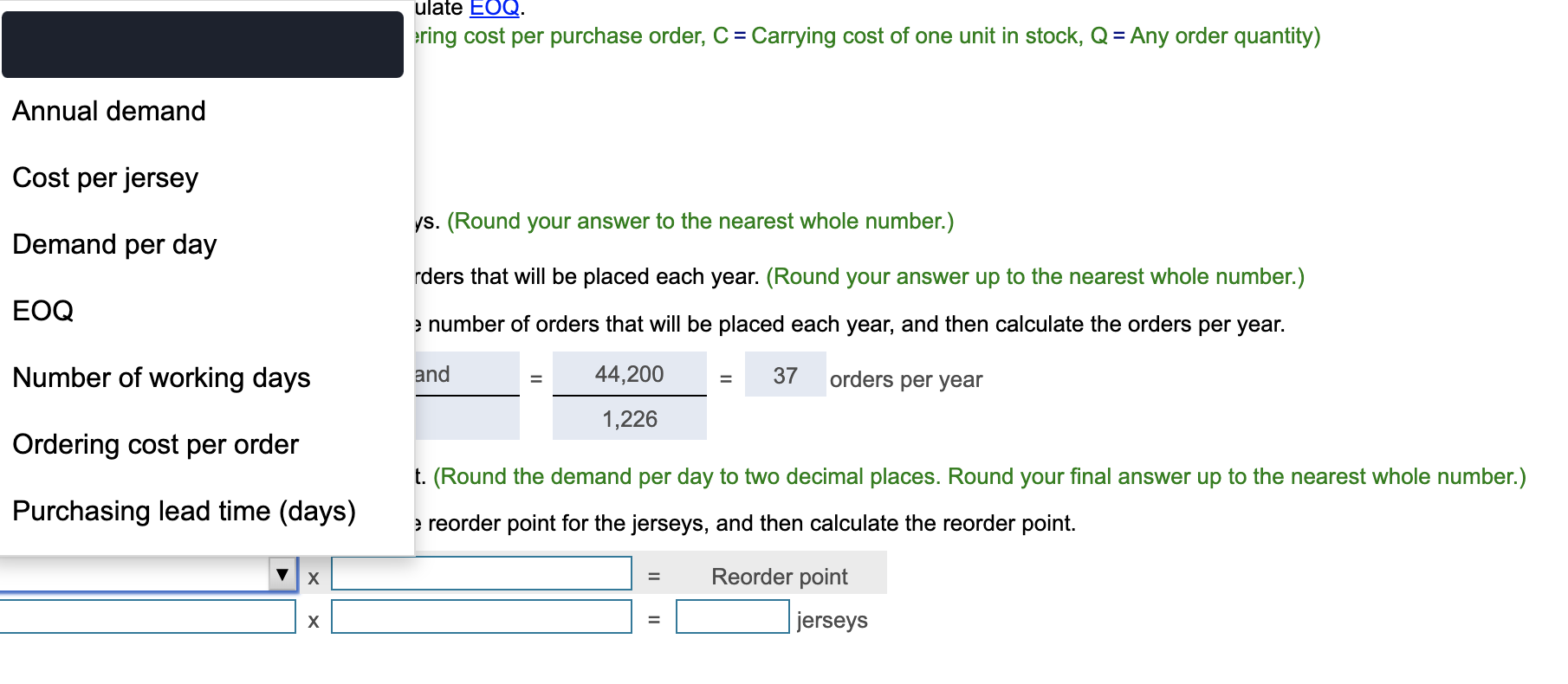 Solved Requirement 3. Calculate the reorder point. (Round | Chegg.com