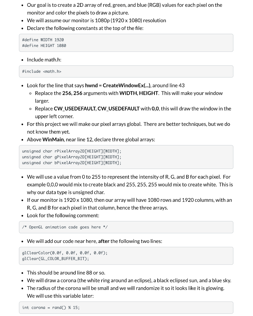 Solar Eclipse OpenGL OpenGL = is one of the of the | Chegg.com