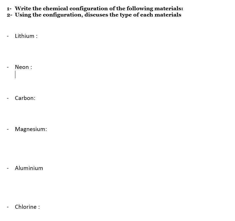 Solved 1- Write the chemical configuration of the following | Chegg.com