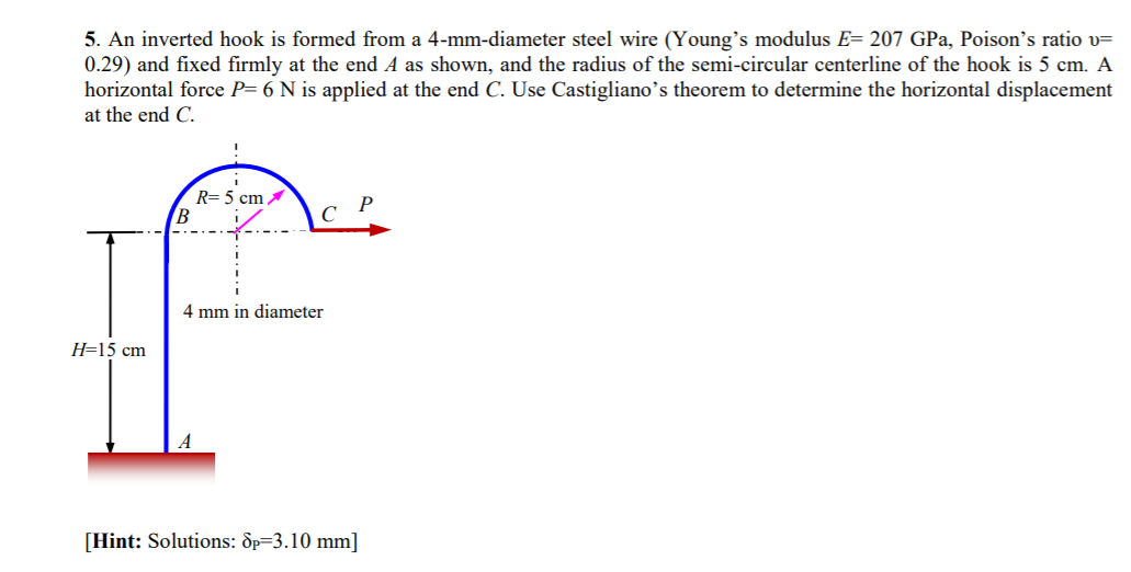 Solved 5. An inverted hook is formed from a 4-mm-diameter | Chegg.com
