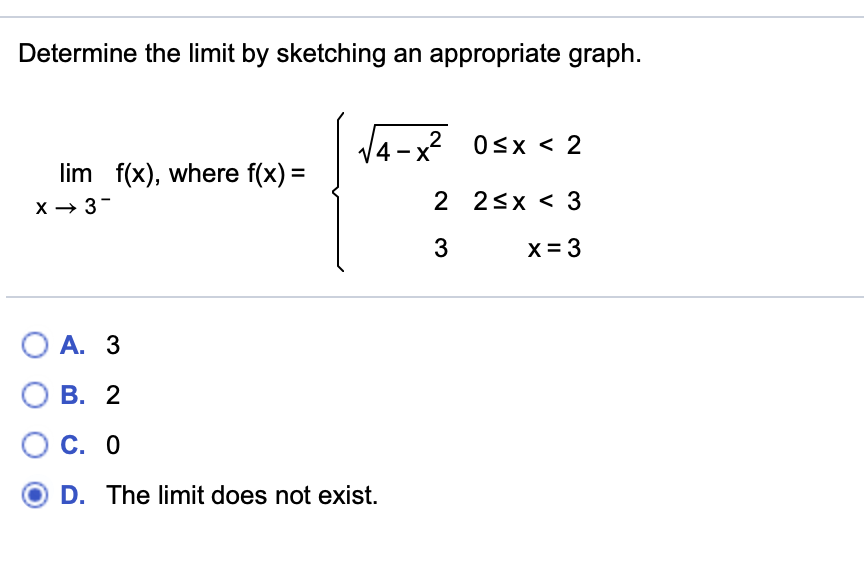 Solved Determine the limit by sketching an appropriate | Chegg.com